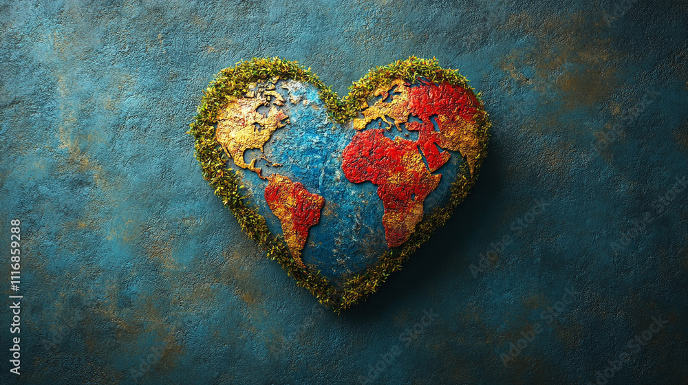 planet Earth shaped like a heart floating in the universe symbolizing ...