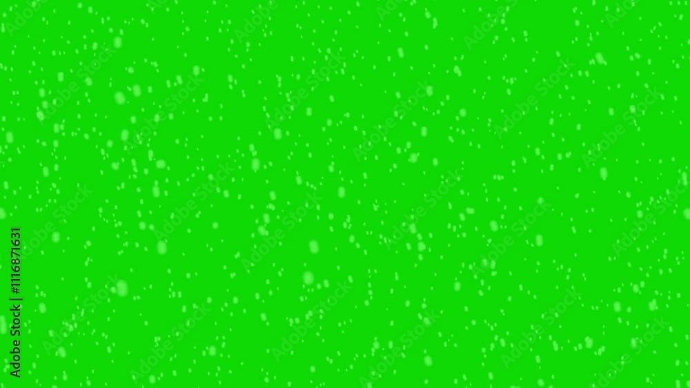 realistic snowfall isolated on a green background, winter falling snow ...