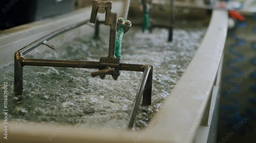 4K Industrial electroplating bath with bubbling solution, surface ...