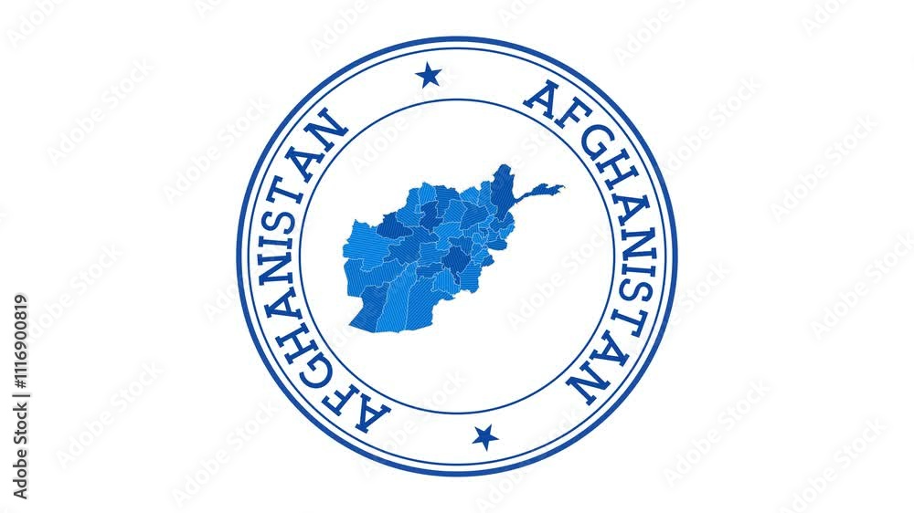 Afghanistan intro. Badge with the circular name and map of the country ...