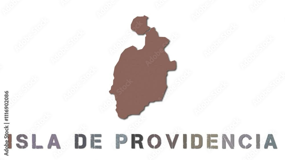 Isla de Providencia map with paper regions. Animated island map growing ...