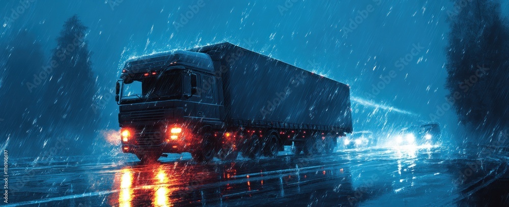 Human Trafficking Silent Night Heavy Rain Truck Illustration of Captive ...