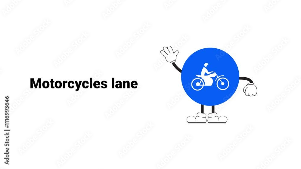 Animated motorcycle line sign with cartoon characters, perfect for ...