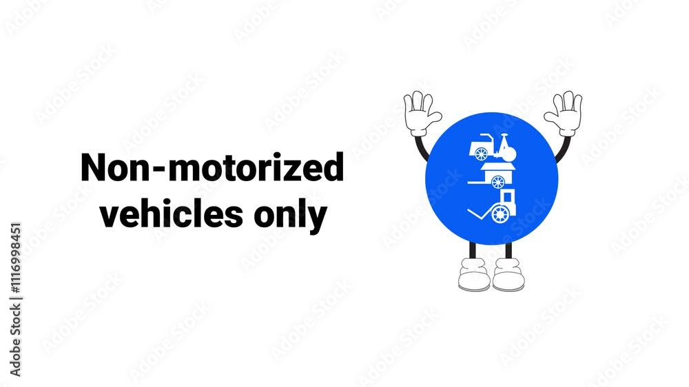 Animated non motorized vehicles only sign with cartoon characters ...