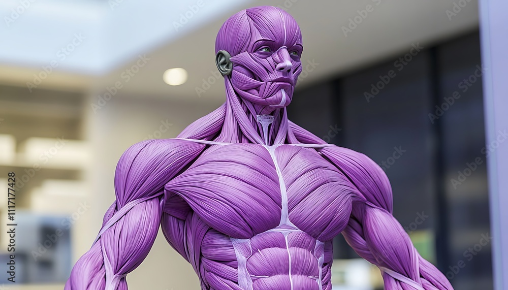 Purple-Themed Diagram of the Human Muscular System in High Resolution A ...