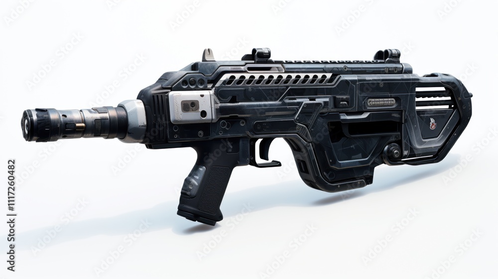 Detailed futuristic scifi gun with tactical design for gaming, movies ...