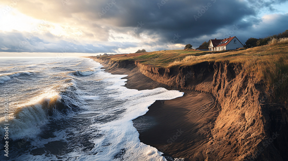 An image showing the effects of climate change on coastal areas with ...