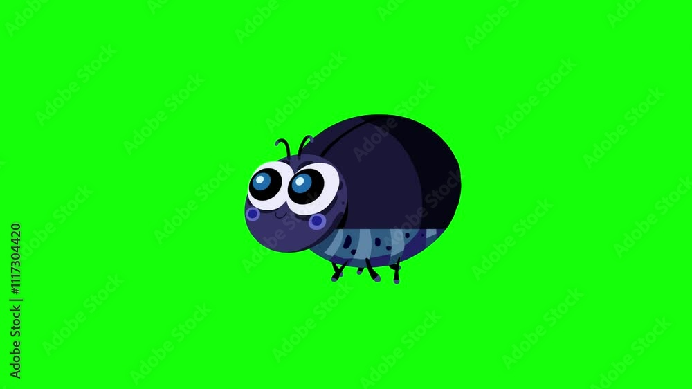 Cartoon animation beetle character green screen insect animal walking ...