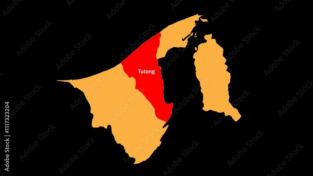Tutong map animated video. The location is highlighted on the Brunei ...