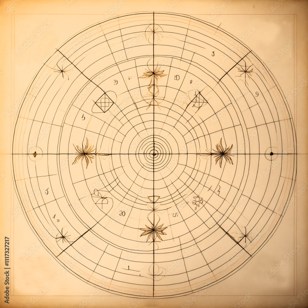 Sacred geometry diagram featuring Fibonacci spiral and mystical symbols ...