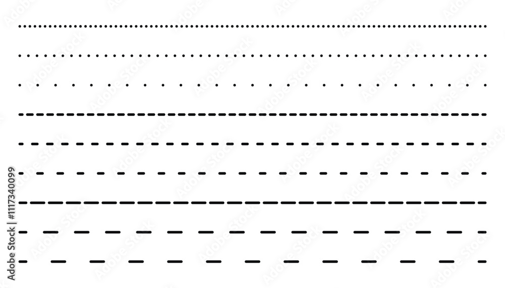 Set of long dotted line connection. different types of long dashed line ...