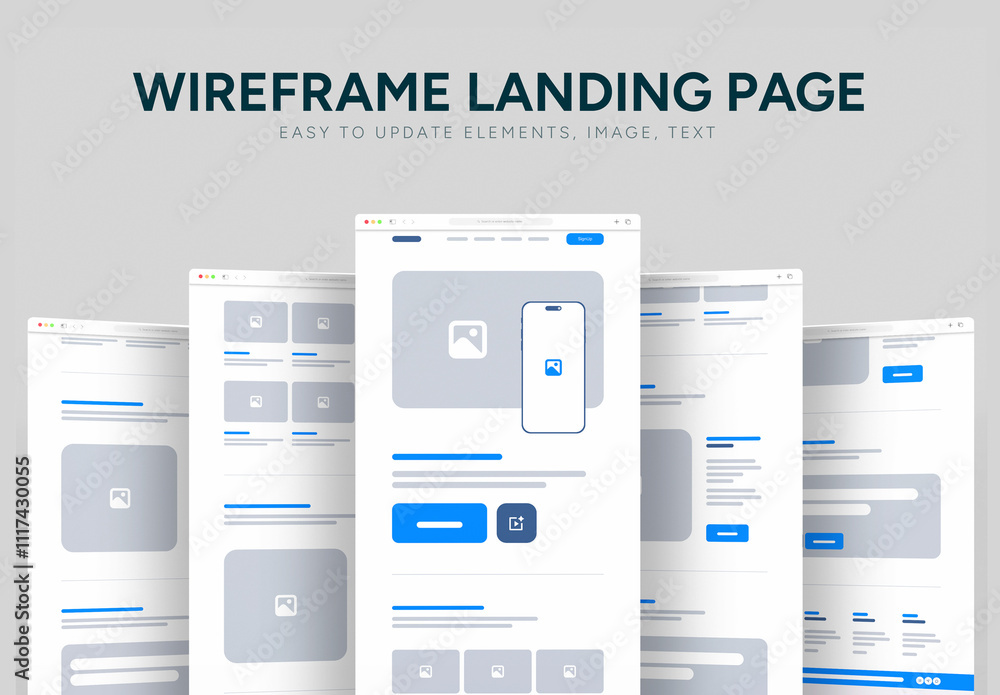 Website Landing Page Wireframe Design Template Stock Template | Adobe Stock