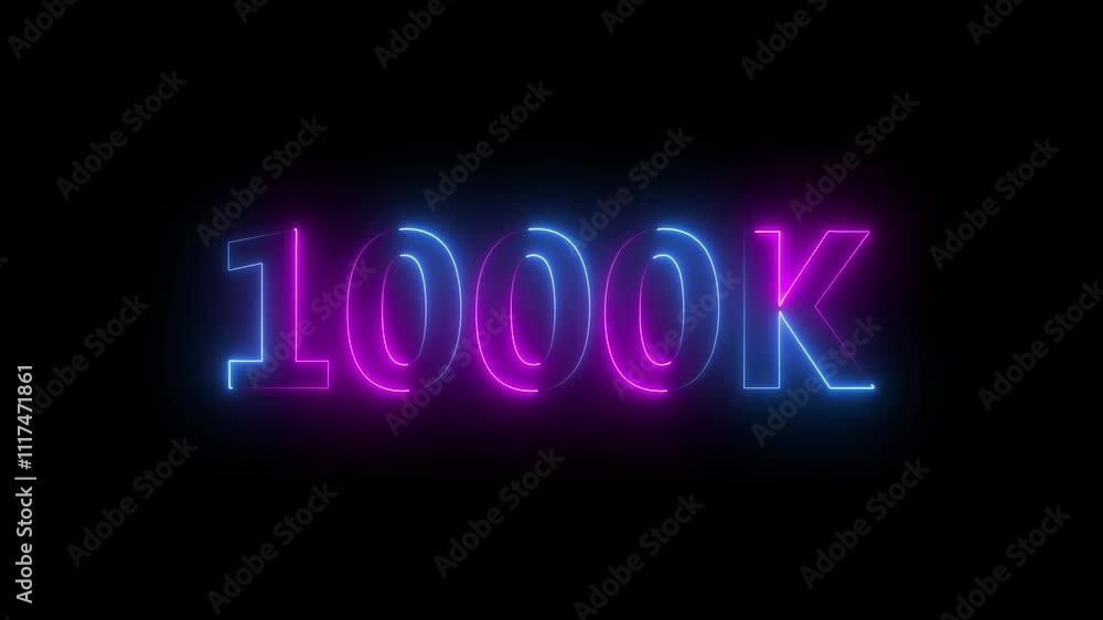 1000k animation neon text effect video motion on black background ...