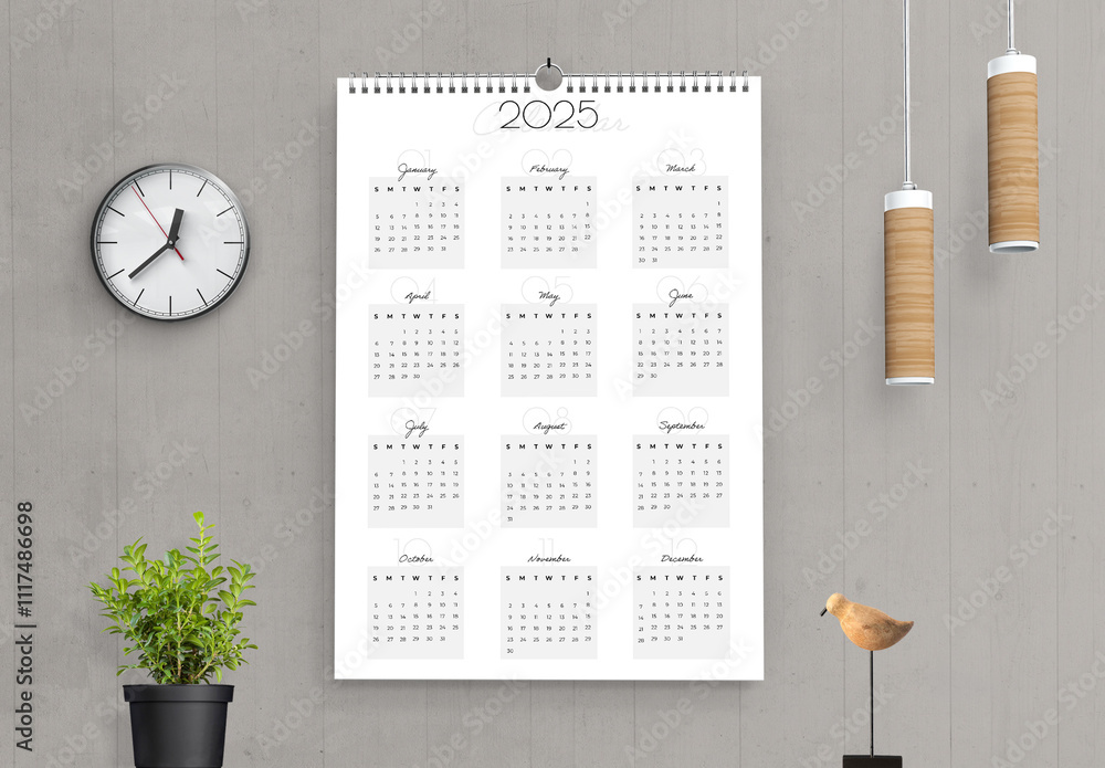 Modern 2025 Calendar Template Stock Template | Adobe Stock