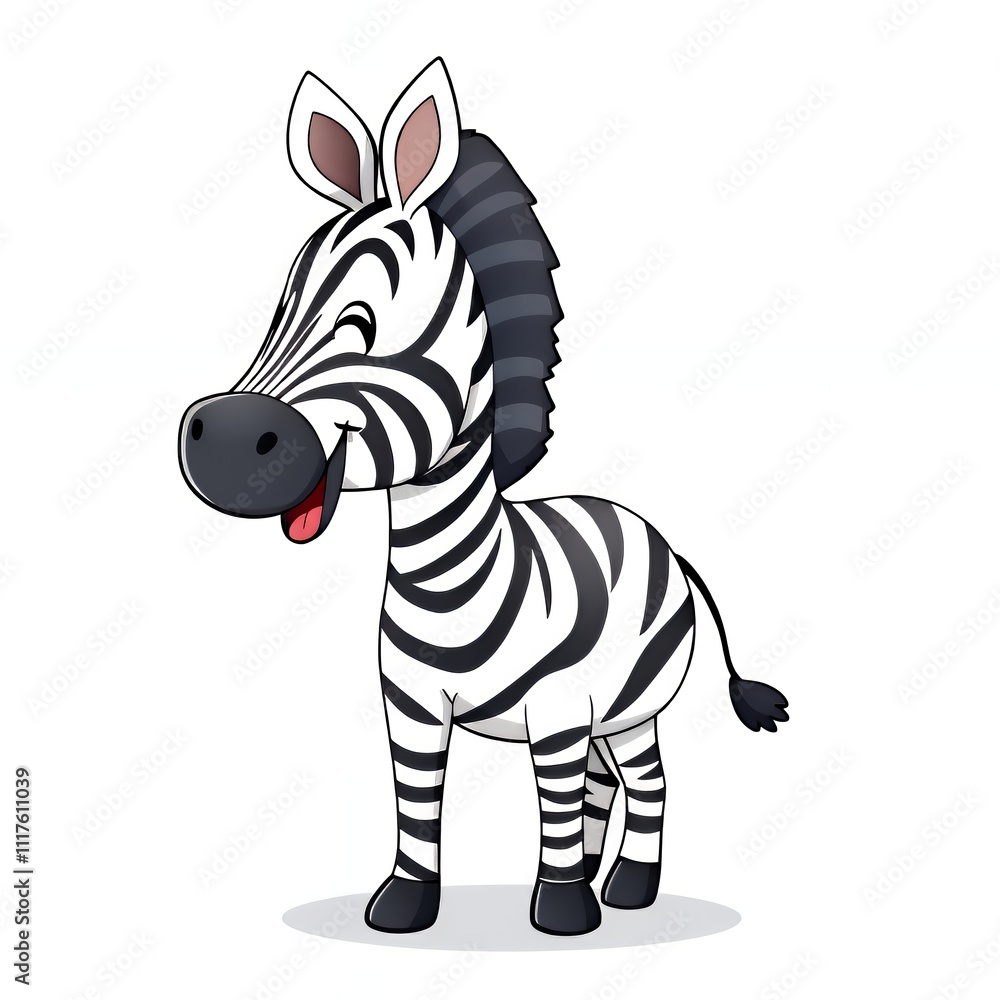 cartoon zebra standing upright with mouth open and tongue out. Stock ...