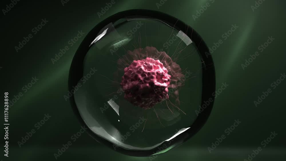 A pink cellular structure with a rough surface, with thin, flexible ...