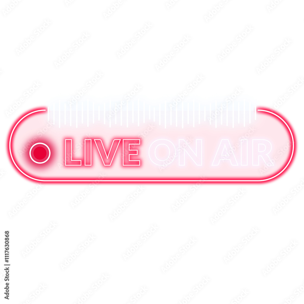 Neon live on air logo with red colour | Glowing live on air sign with ...