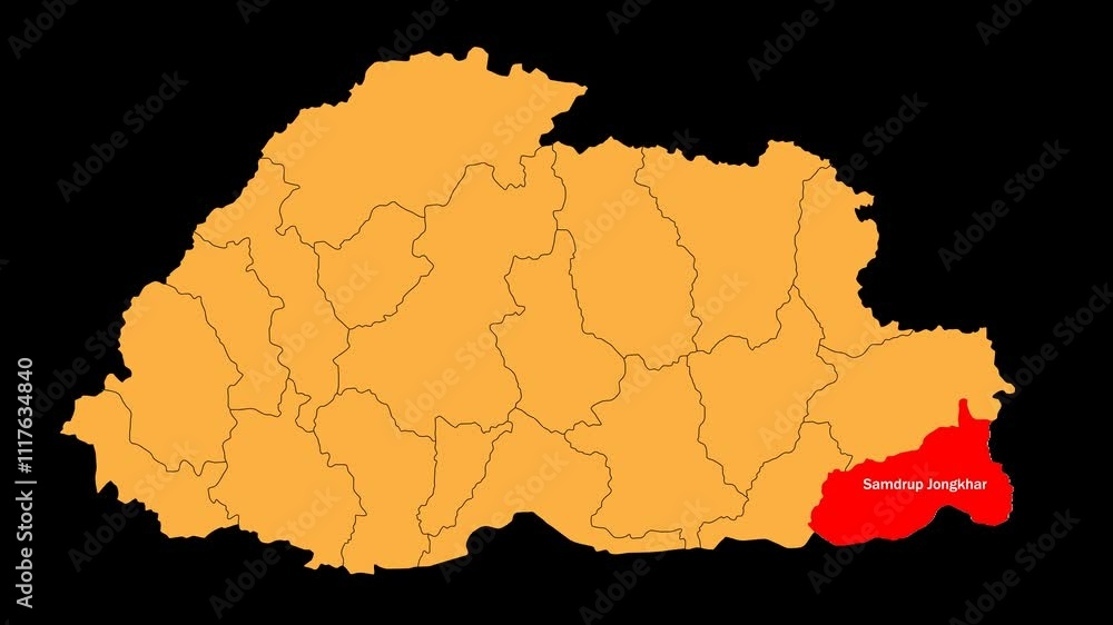 Samdrup Jongkhar map animated video. The location is highlighted on the ...