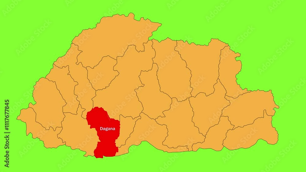 Dagana map animated video. The location is highlighted on the bhutan ...