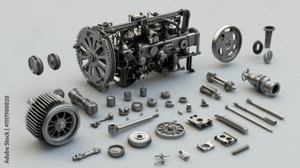 Machines with disassembly and repair process parts components for ...
