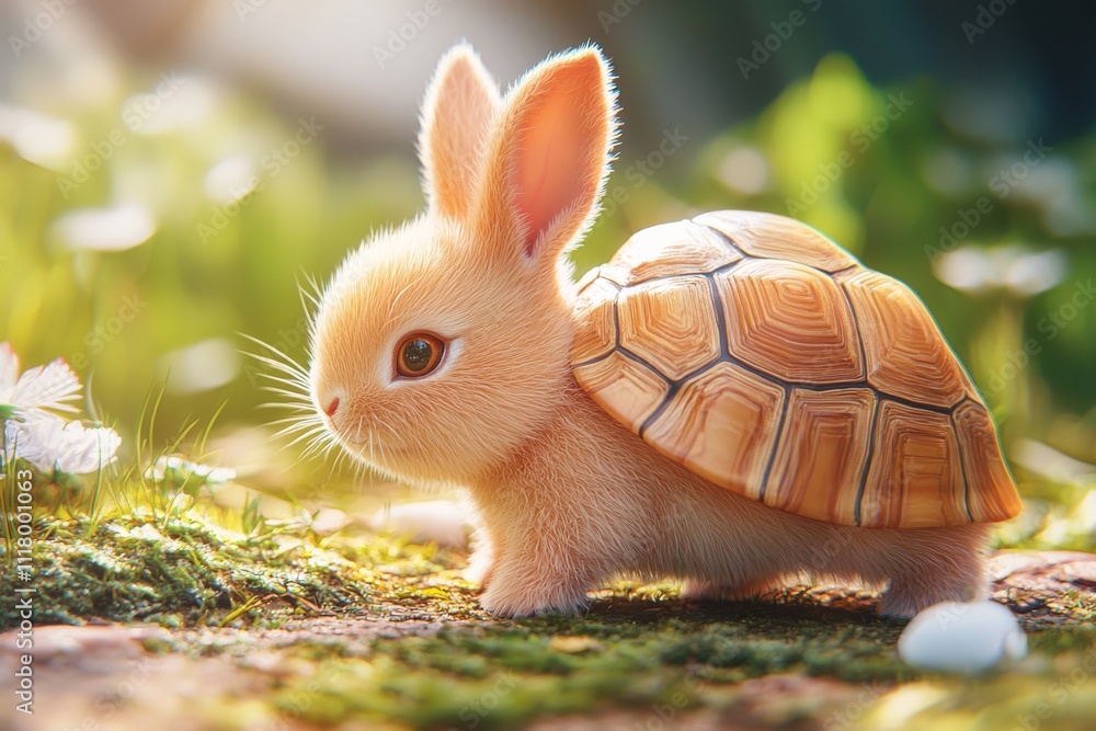 A generative AI creation of a hybrid animal, featuring a tiny turtle ...