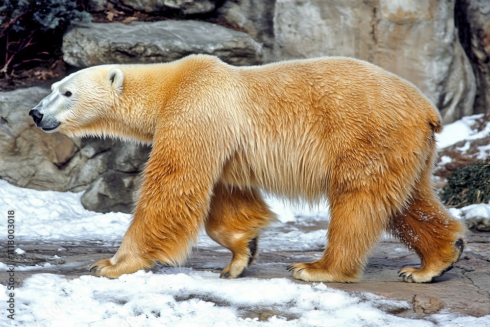 The polar bear, native to the Arctic region, is adapted to living in ...
