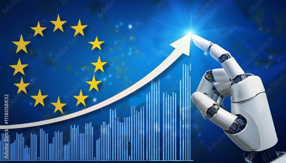 European Union as Europe style design colors as upwards arrow, up trend ...