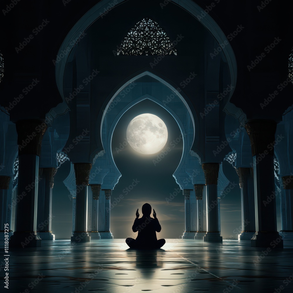 Faith in Allah alone portrayed through a devotee in deep prayer ...