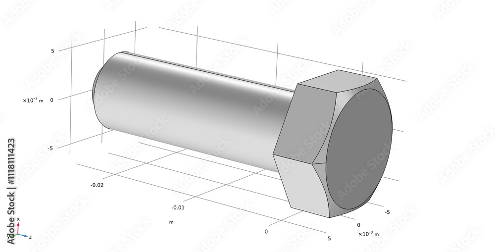 Metal bolt, screw drawing. Computer 3d modeling. Technic cad analysis ...