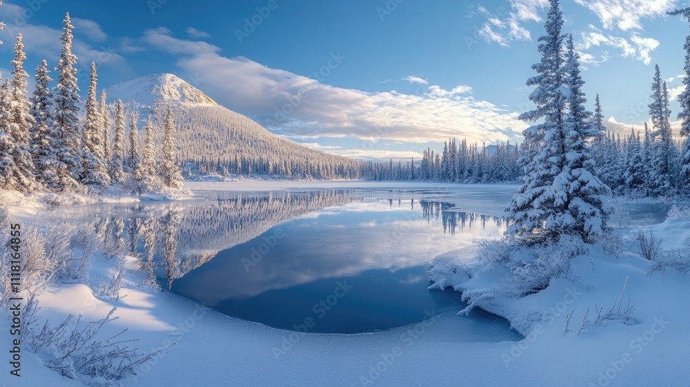 Stunning winter landscape with minimalist design, featuring trees ...