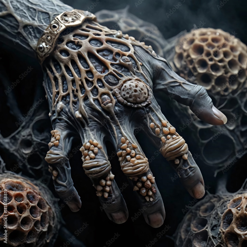 Zombie Hand with Many Small Holes, Deformed Fingers, Fungal Infection ...