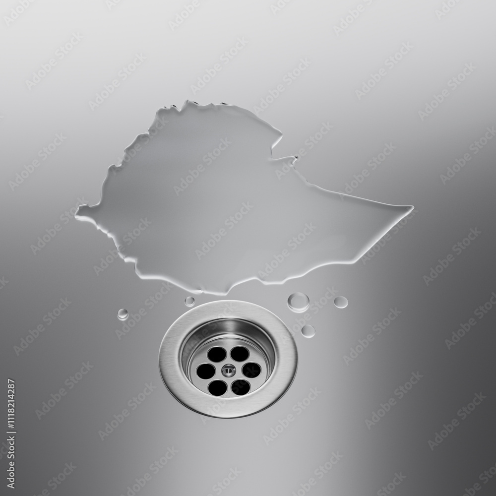 Ethiopia Water Map With Drainage Metal Sink Save Water And Water ...