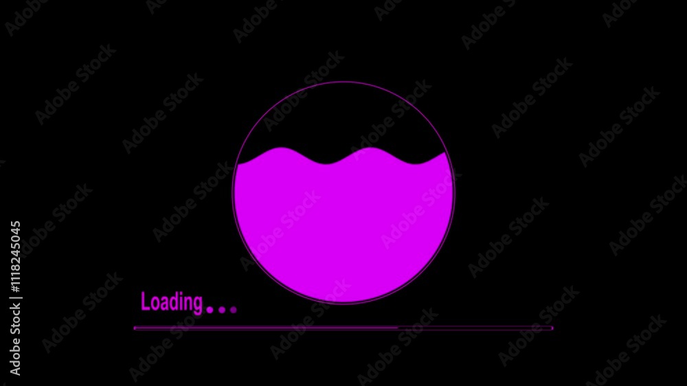 Modern filling Circle Loading loop animation on the pink color background. Loop able Circle ...