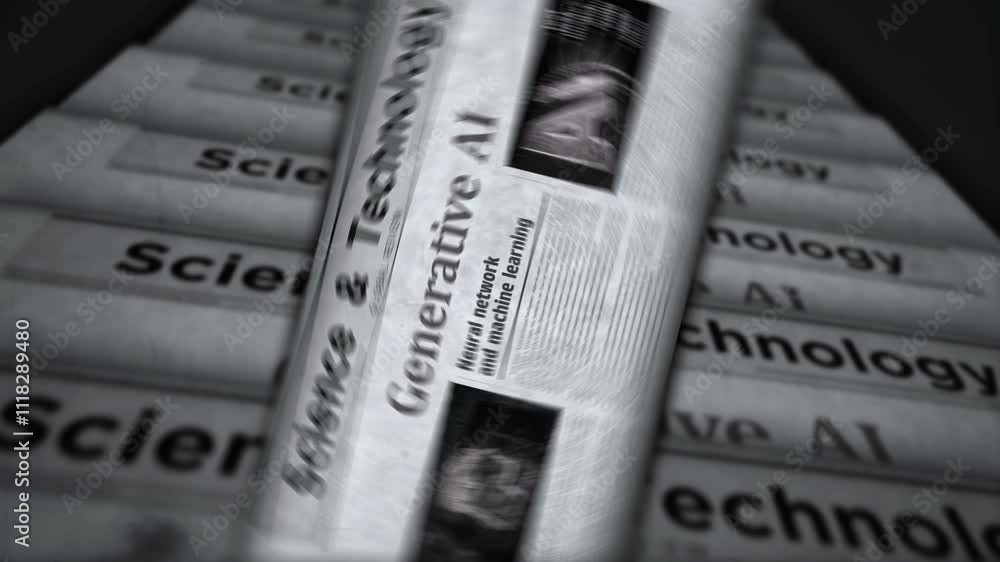 Generative AI artificial intelligence vintage news and newspaper ...