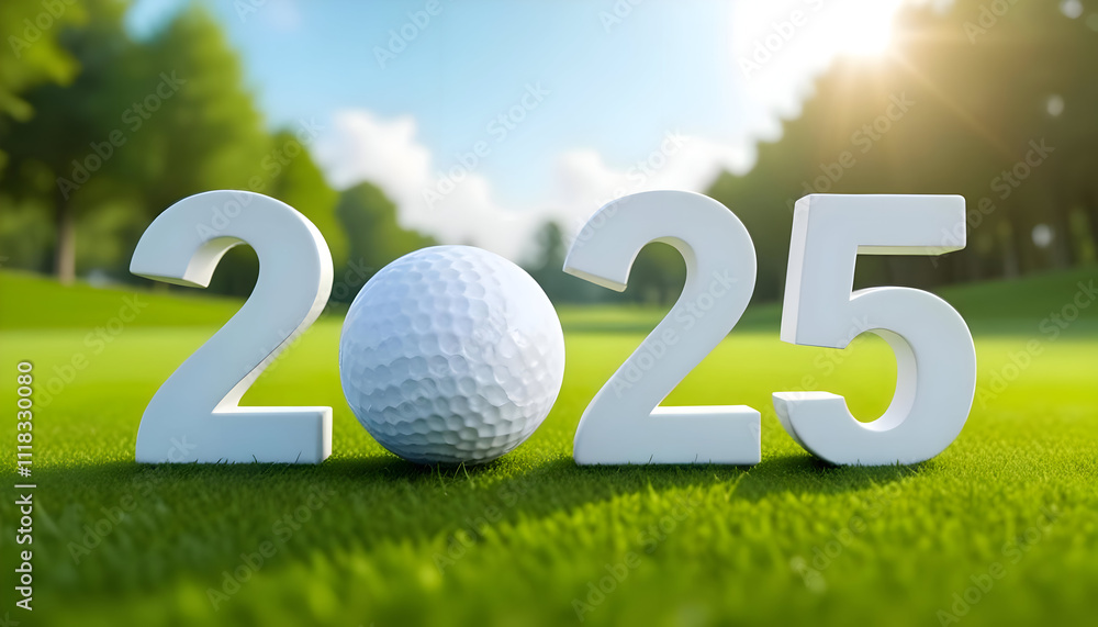 2025 Golf Season New Year, Green Fairway, Golf Ball Stock Photo | Adobe ...