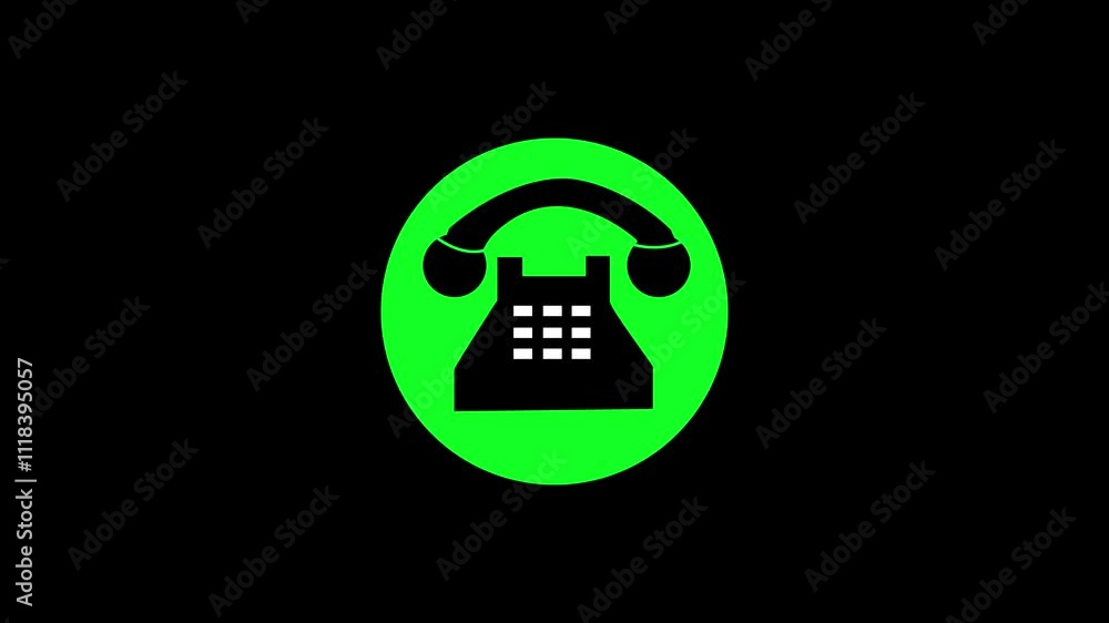 Incoming telephone call icon Animation on green screen chroma key and ...