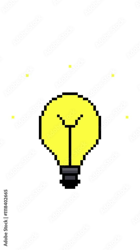 Vertical Video of Cartoon Pixel Art Light Cycle, Retro Bulb Animation ...