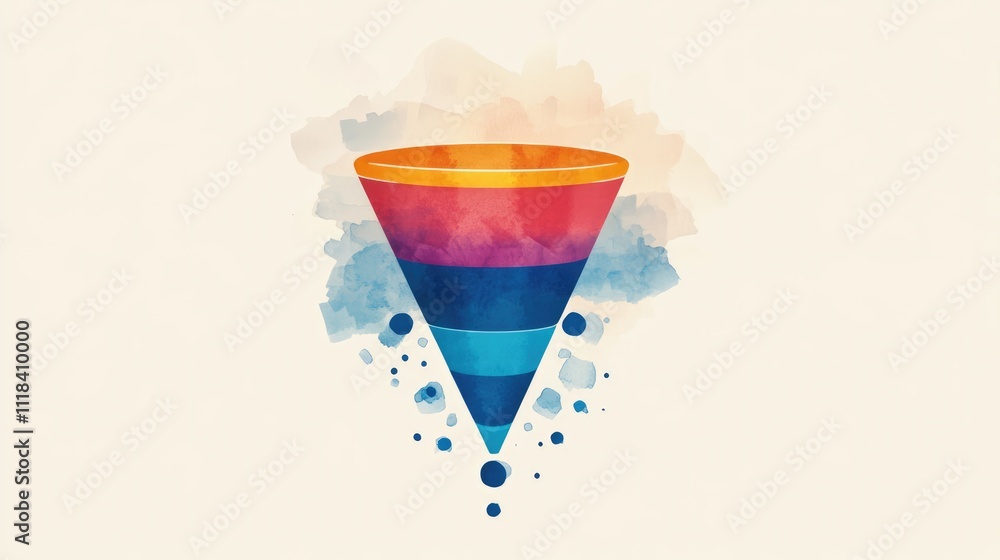 step-by-step progress flat design side view marketing funnel theme ...