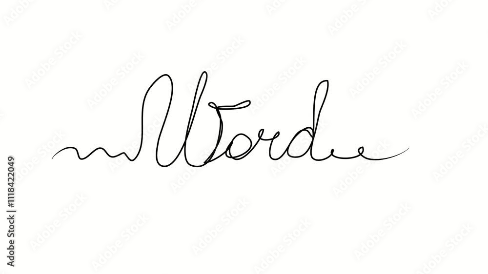 Word text. One line drawing doodle hand drawn. Video 4k object ...