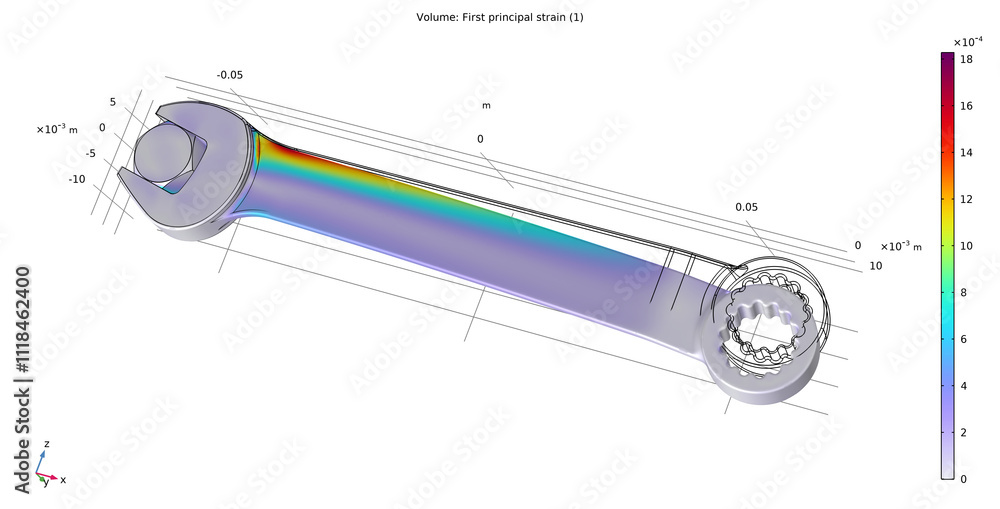 Investigation of properties of wrench and bolt model. 3D modeling and ...
