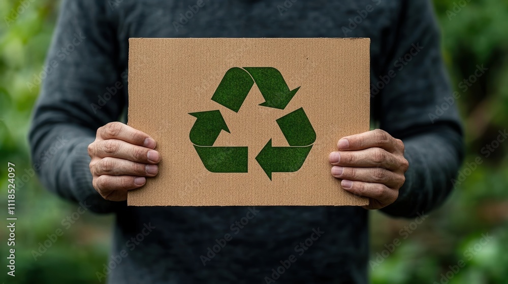 Businessman promotes recycle reuse reduce message in a beautiful ...