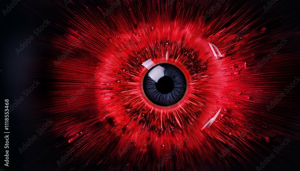 create for me an image of a vampire eye red in color with black effects ...