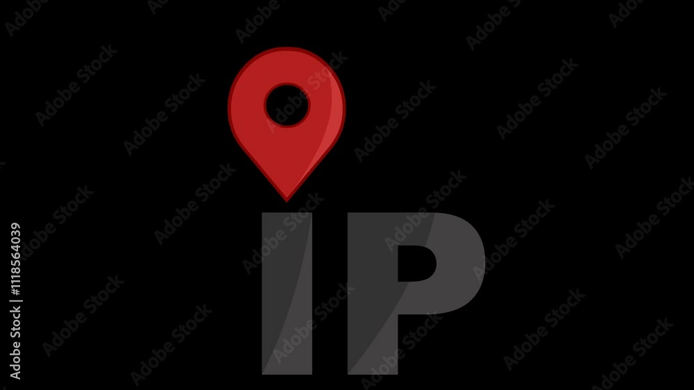 video animation text and symbol ip connection, on a transparent ...