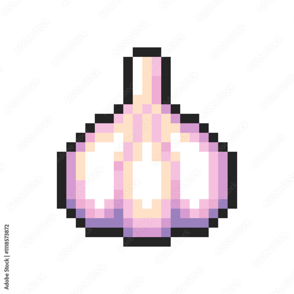 Pixel garlic isolated on transparent background. Pixelated badge, game ...