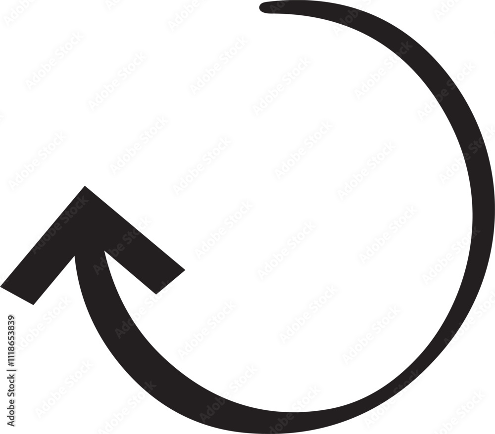 Hand drawn circular arrow creating a continuous loop and pointing upwards, representing concepts ...