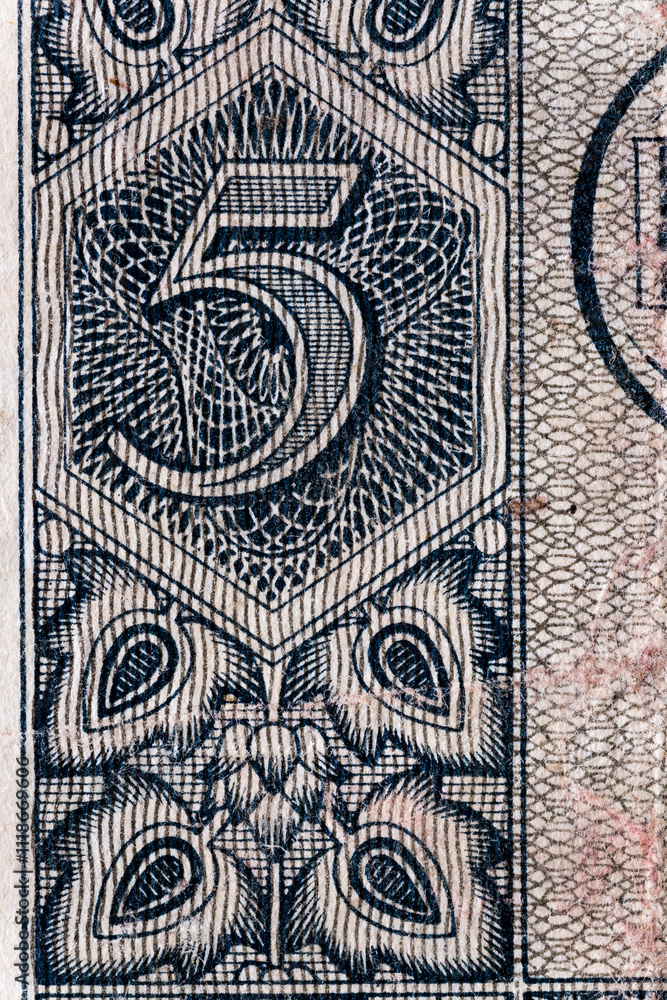 Vintage elements of old paper banknotes.Bonistics.Polish banknotes-5 ...