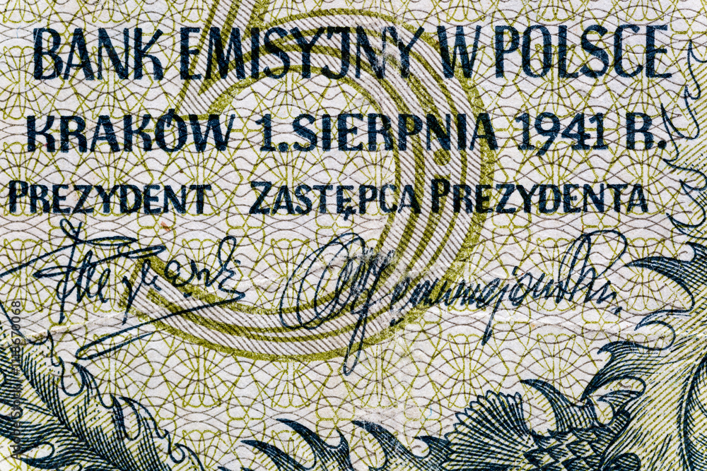 Vintage elements of old paper banknotes.Bonistics.Polish banknotes-5 ...