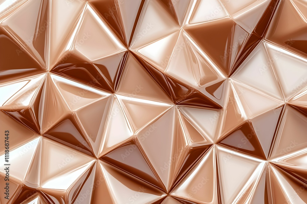 Modern abstract design showcases glossy pyramid shapes in warm tones ...