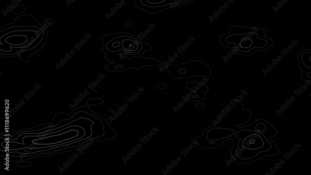 Animated Outline Topographic Contour Map. Abstract moving topographic ...