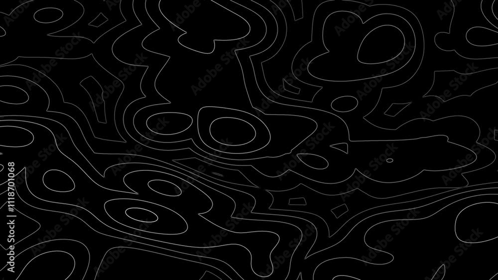 Animated Outline Topographic Contour Map. Abstract moving topographic ...